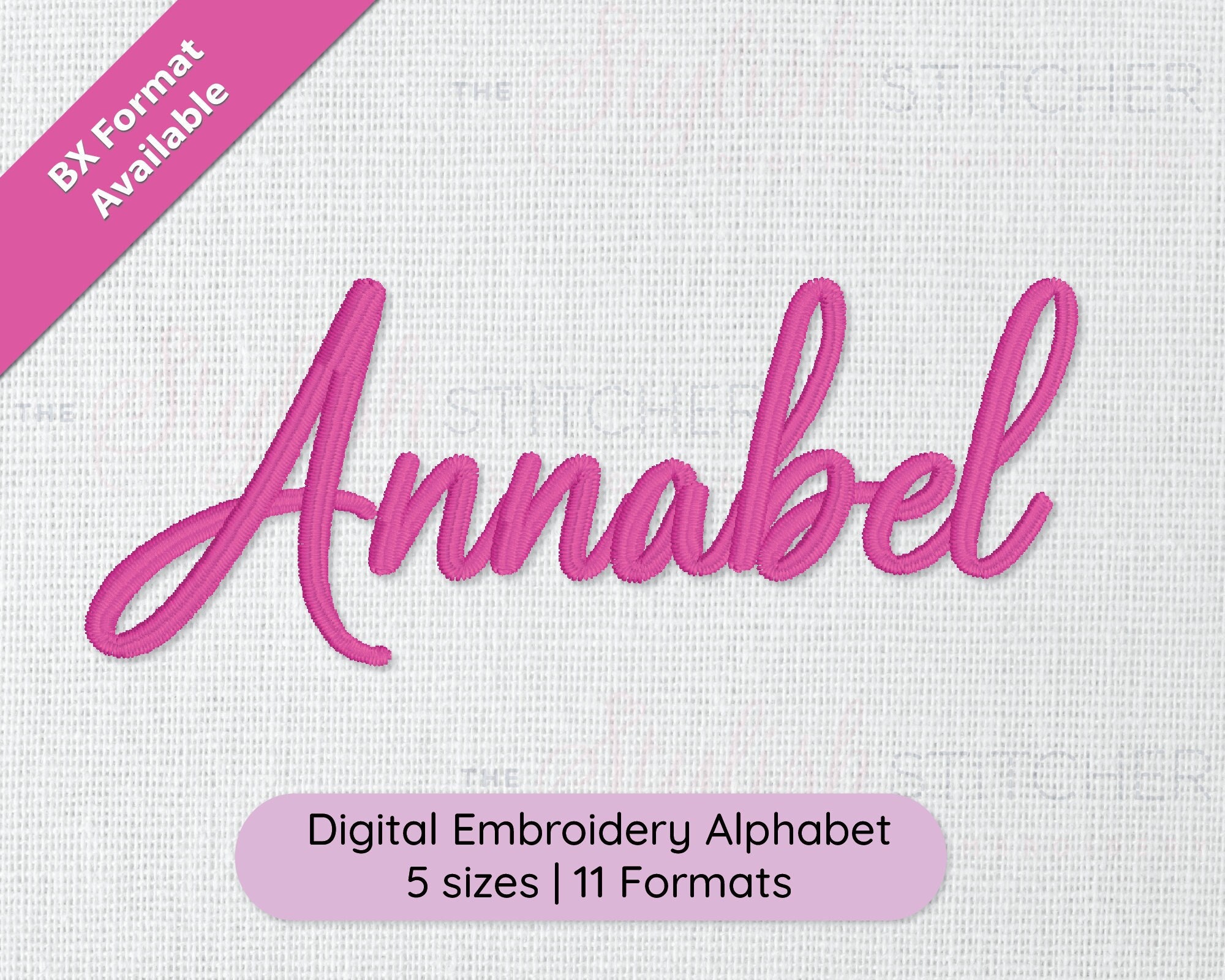 Annabel Cursive Embroidery Font; 5 Sizes, Instant Download BX Font | PES + 9 Other Formats ...
