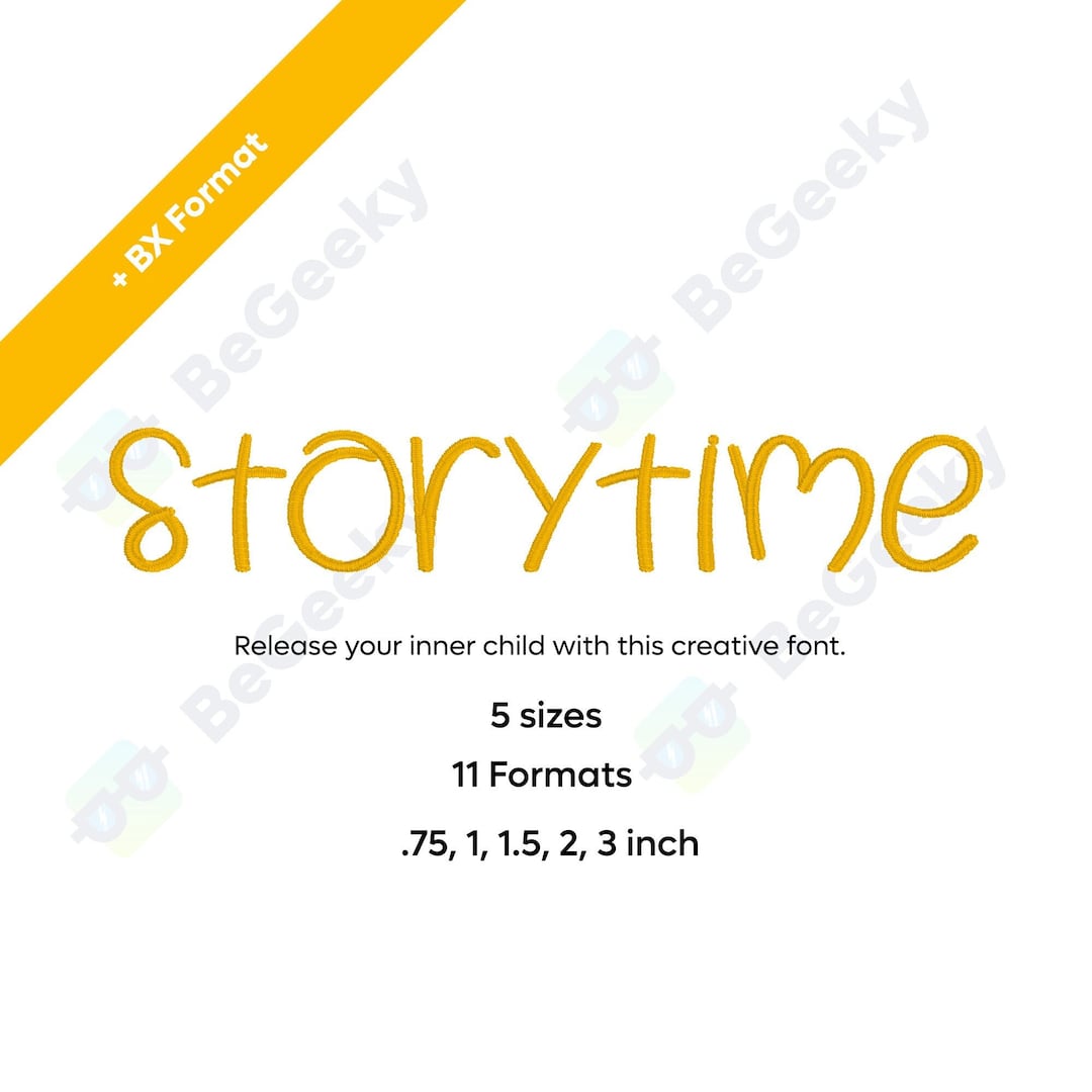 Storytime Digital Embroidery Font Alphabet | 5 Sizes, Instant Download ...