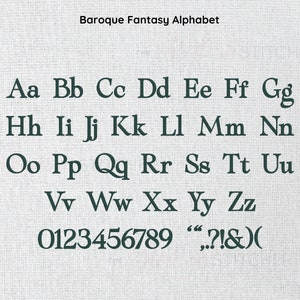 Baroque Fantasy Cursive Script Machine Embroidery Font; 6 Sizes ...