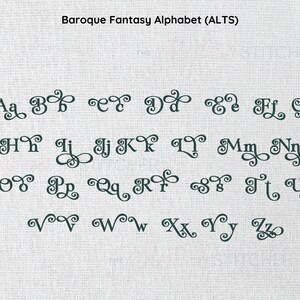 Baroque Fantasy Cursive Script Machine Embroidery Font; 6 Sizes ...