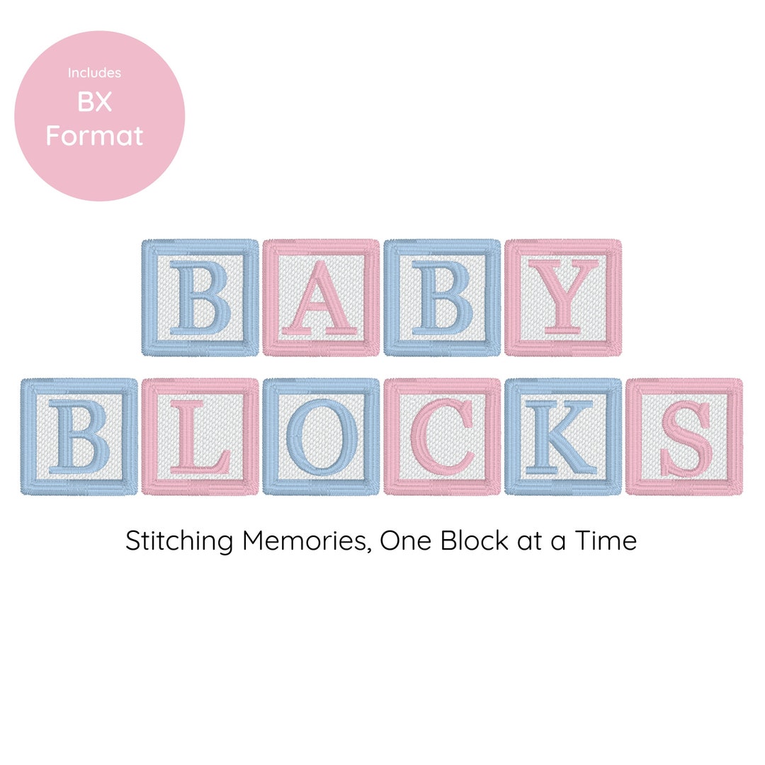 Baby Blocks Digital Embroidery Font Alphabet 6 Sizes Instant Download ...