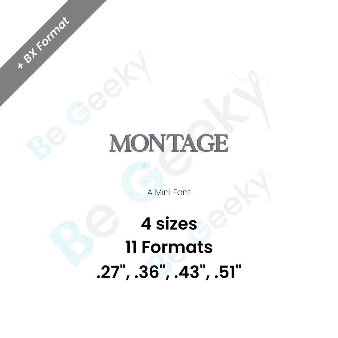 BX Font Montage Small Digital Embroidery Font A to Z, 4 Sizes, Instant ...