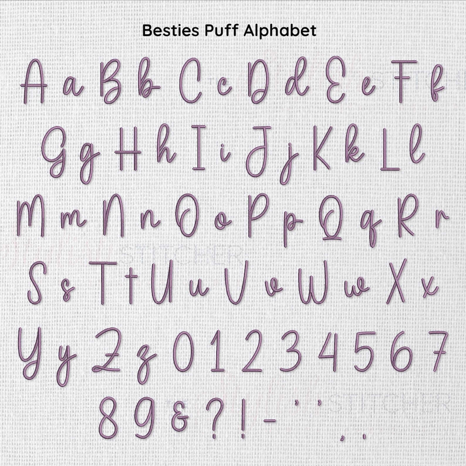 Besties 3D Puff Cursive Script Embroidery Font | Machine Embroidery ...