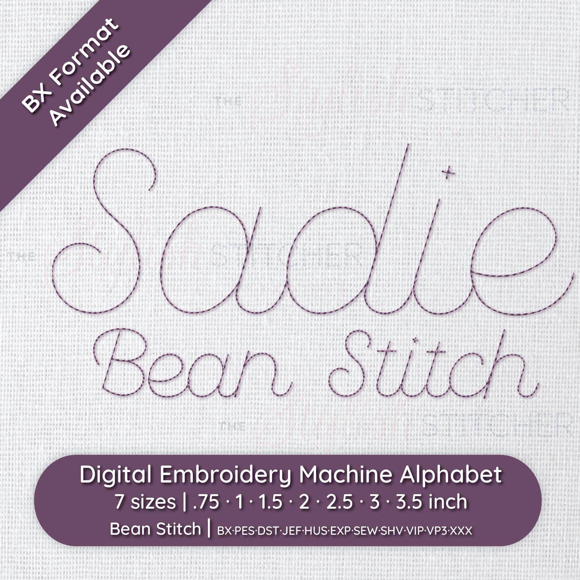 Sadie Cursive Bean Stitch Embroidery Machine Font Embroidery Alphabet ...