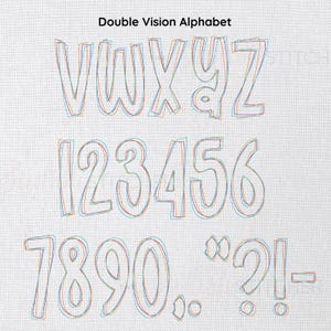 Double Vision Display Outline Embroidery Font; 6 Sizes, Instant ...