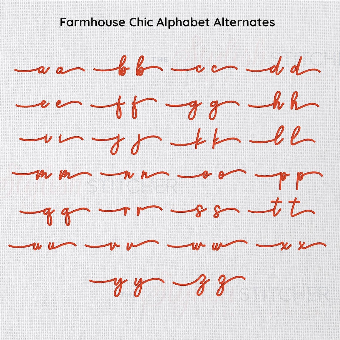 Farmhouse Chic Cursive Script Embroidery Font; 5 Sizes, Instant ...