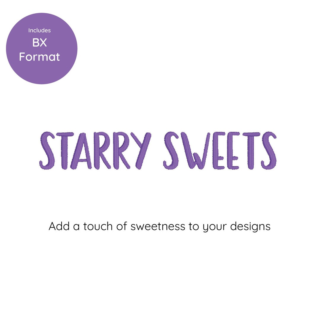 Starry Sweets Digital Embroidery Font Alphabet 3 Sizes | Instant ...