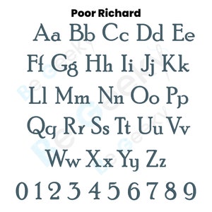BX Font Poor Richard Digital Embroidery Serif Font A to Z, Numbers, 5 ...