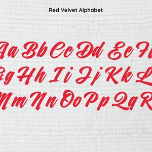 Red Velvet Cursive Script Embroidery Font Alphabet; 5 Sizes, Instant ...