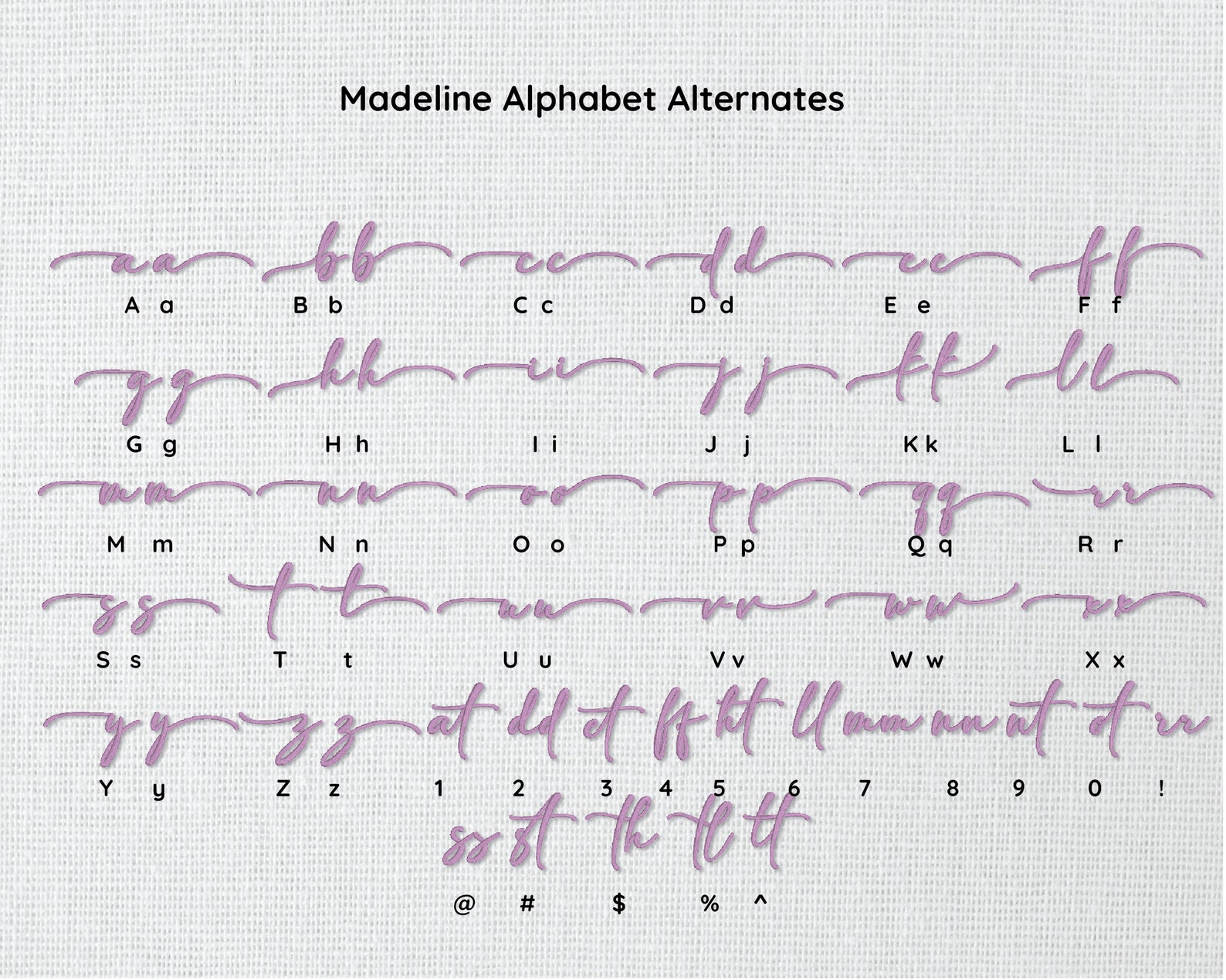 Madeline Cursive Script Embroidery Font; 5 Sizes, Instant Download BX ...
