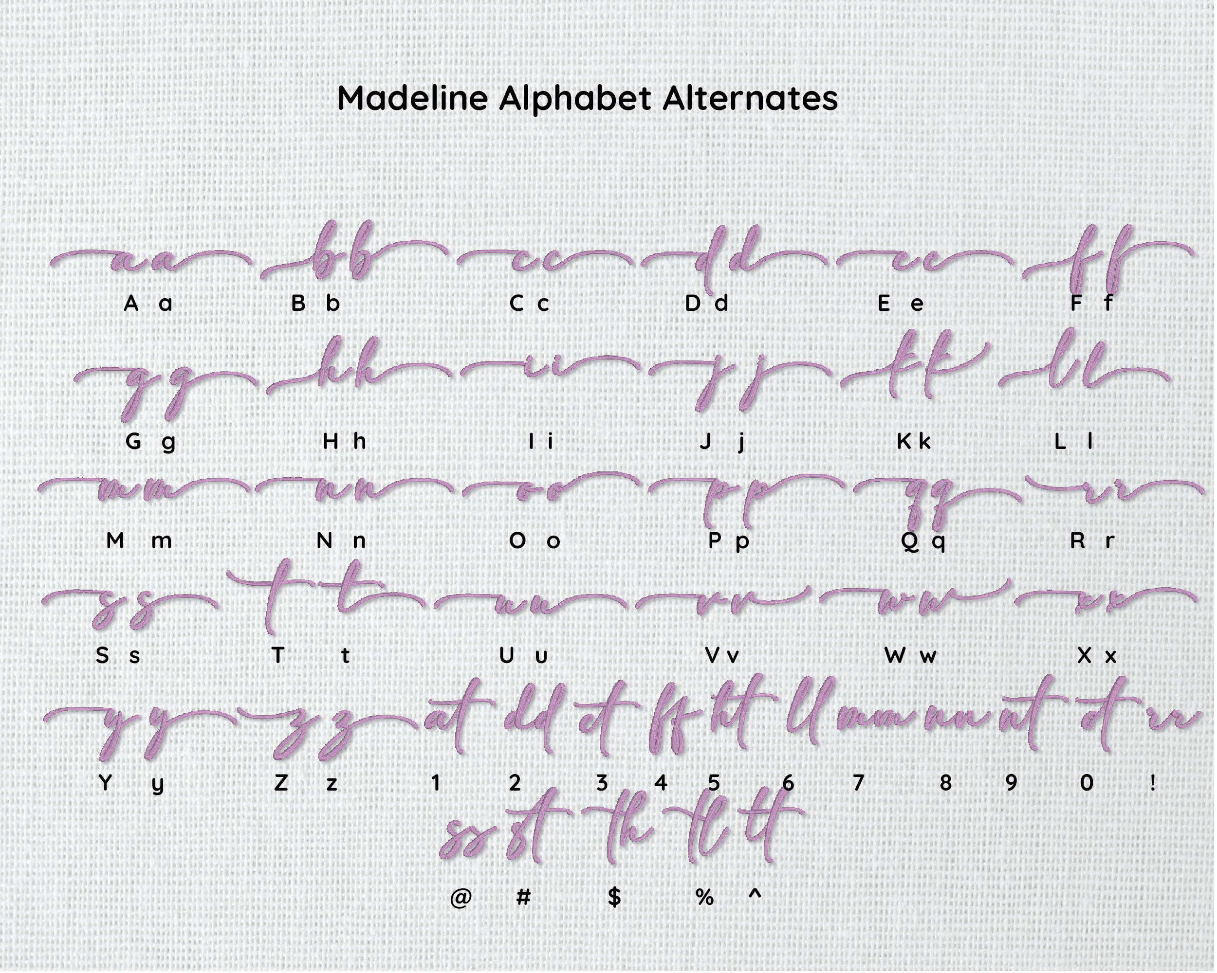 Madeline Cursive Script Embroidery Font; 5 Sizes, Instant Download BX ...