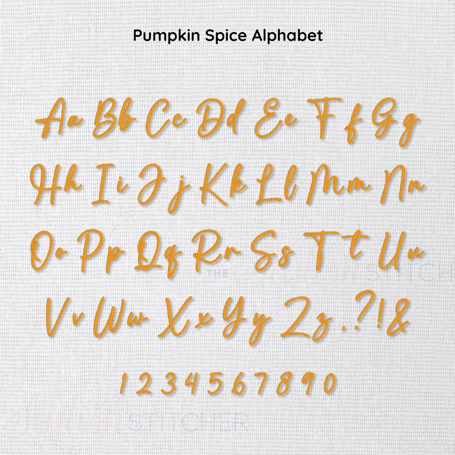 Pumpkin Spice Cursive Script Digital Embroidery Font; 7 Sizes, Instant ...