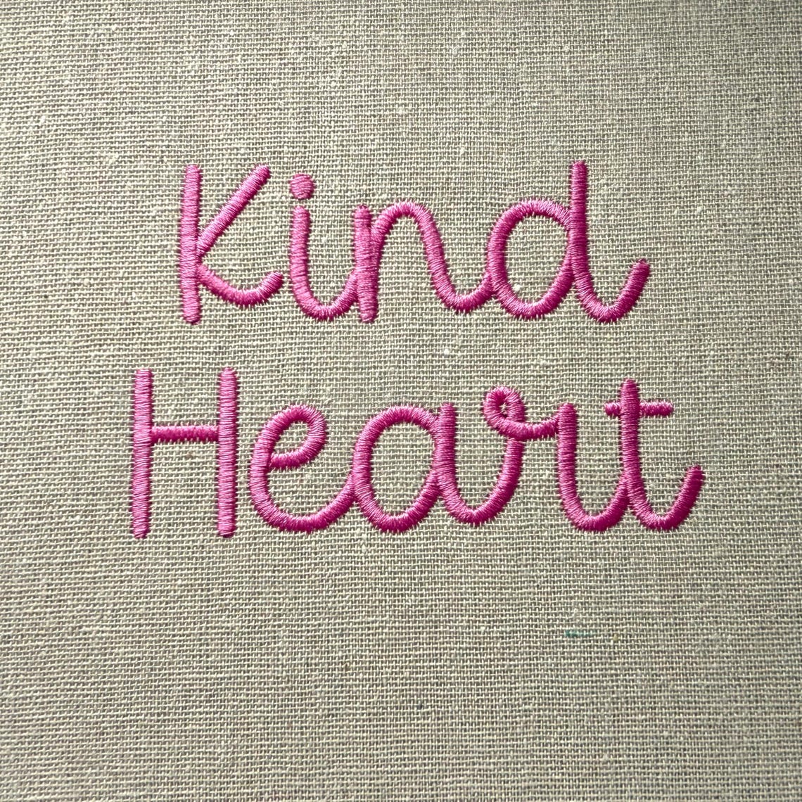 Kind Heart Cursive Script Embroidery Font; 6 Sizes, Instant Download BX ...
