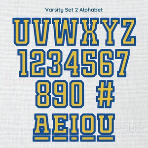 Varsity Set 2 Color Digital Embroidery Font Alphabet 5 Sizes Instant ...