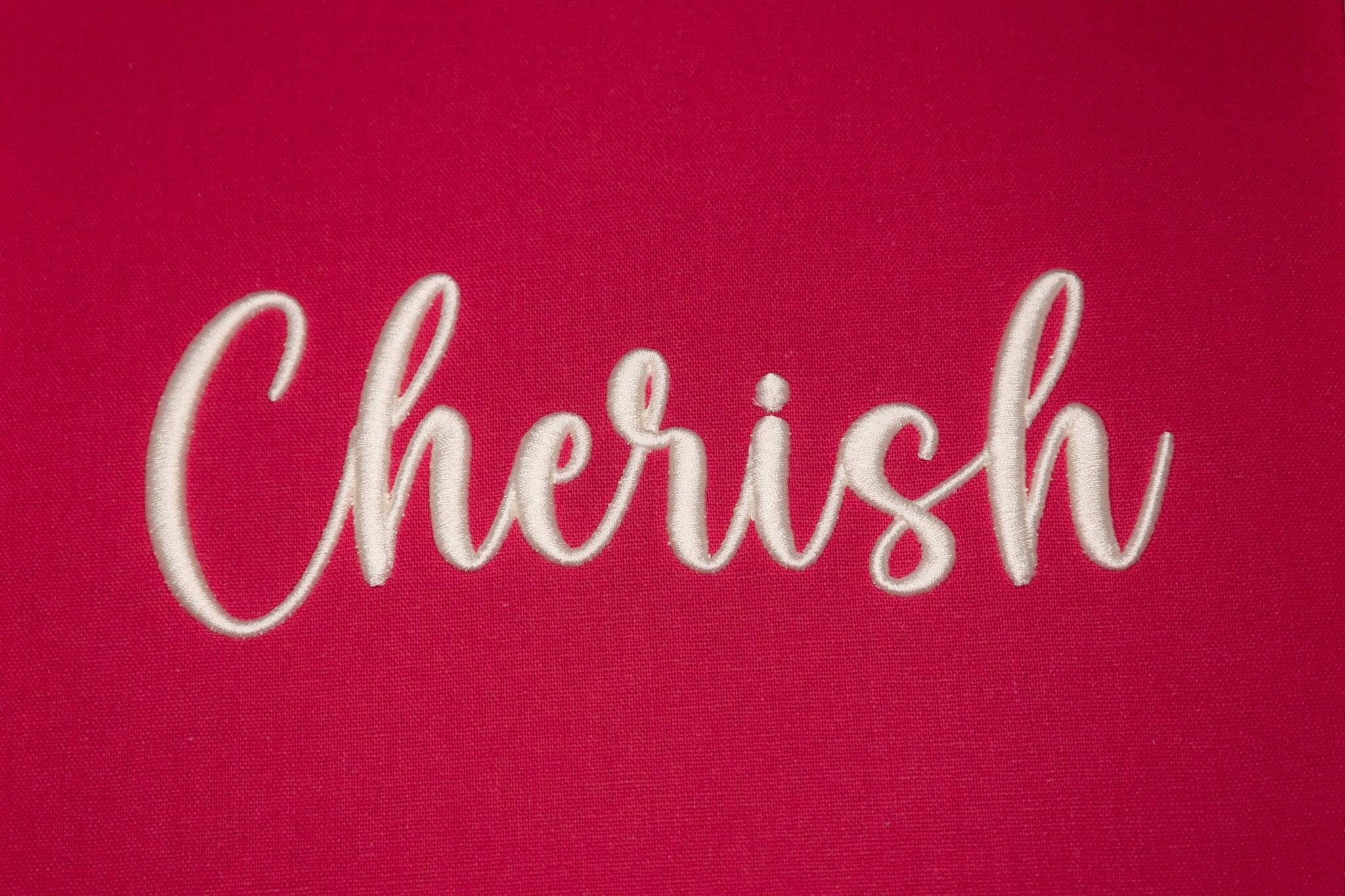 Cherish 3D Puff Cursive Script Embroidery Font; 5 Sizes, Instant ...