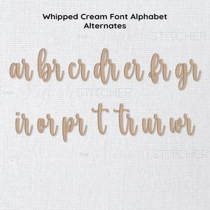 Whipped Cream Cursive Script Embroidery Font Alphabet; 5 Sizes, Instant ...