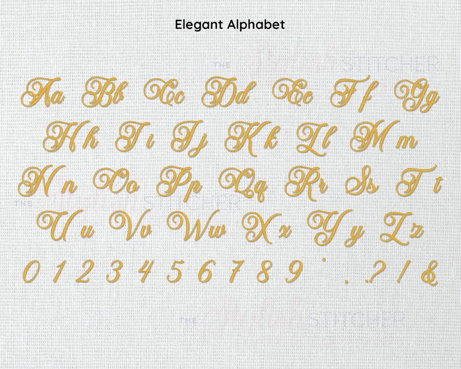 Elegant Cursive Script Embroidery Font; 6 Sizes, Instant Download BX ...