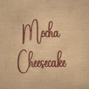 Mocha Cheesecake Cursive Script Embroidery Font; 5 Sizes, Instant ...
