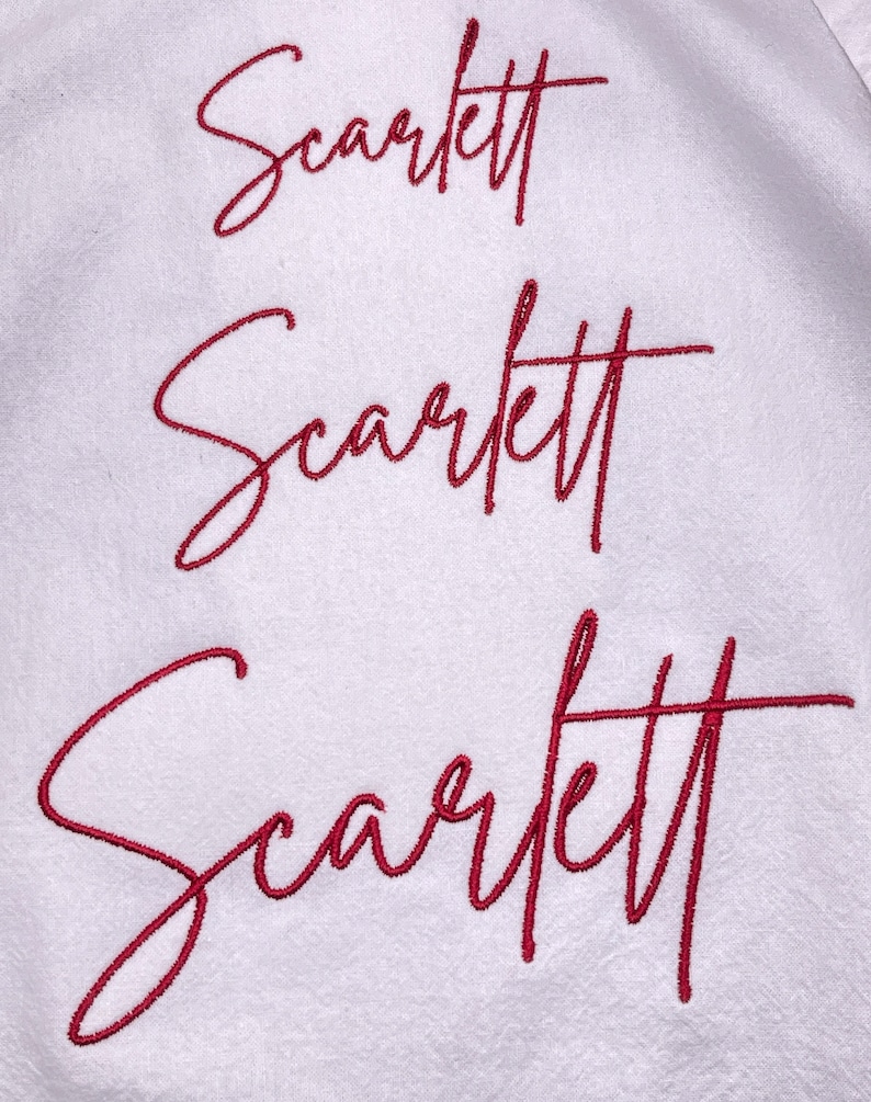 Scarlett Cursive Embroidery Font, 4 Sizes Instant Download | BX Font ...