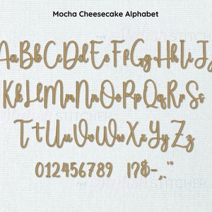 Mocha Cheesecake Cursive Script Embroidery Font; 5 Sizes, Instant ...