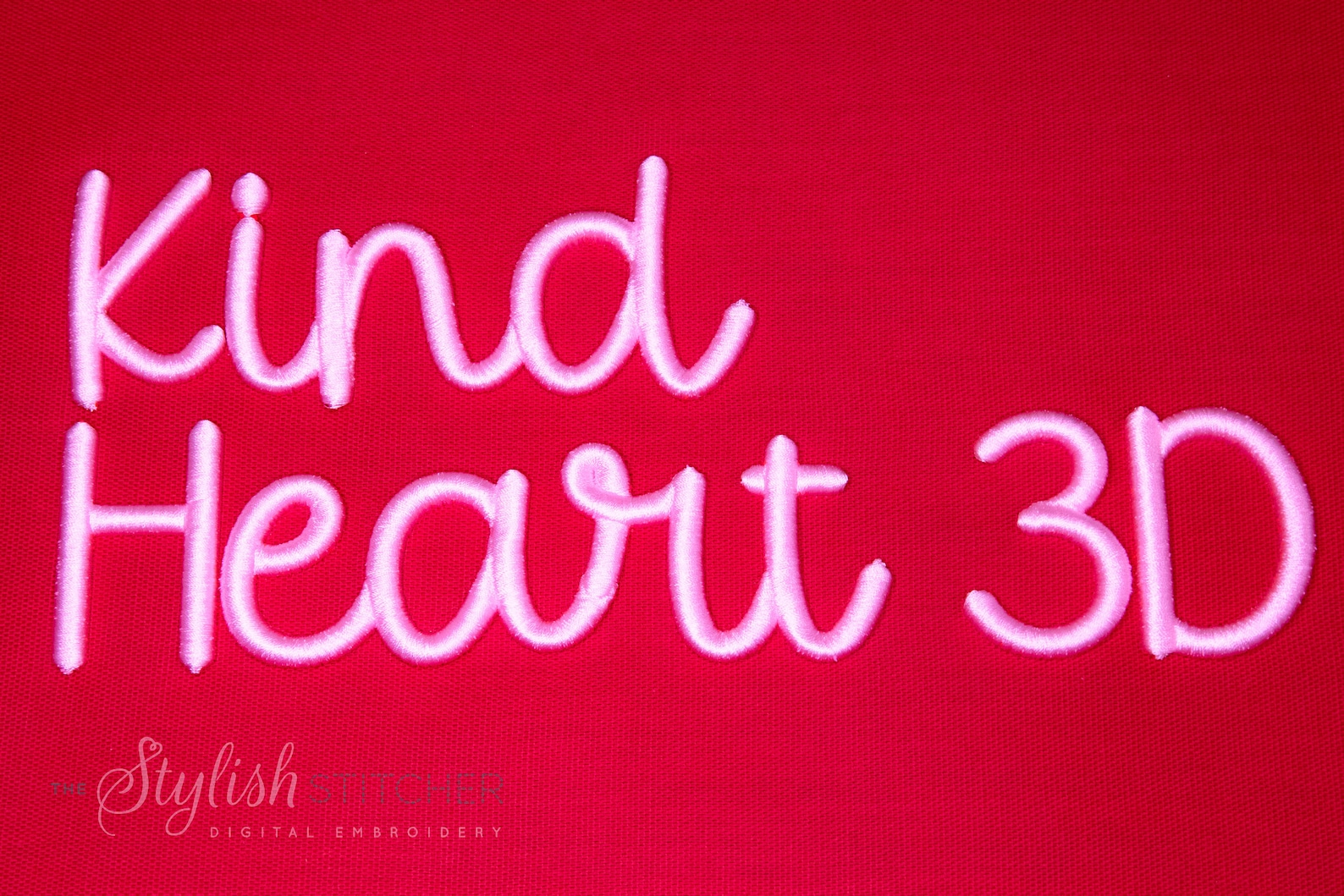 Kind Heart 3D Puff Cursive Script Embroidery Font; 6 Sizes, Instant ...