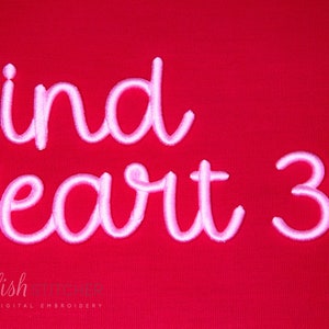 Kind Heart 3D Puff Cursive Script Embroidery Font; 6 Sizes, Instant ...