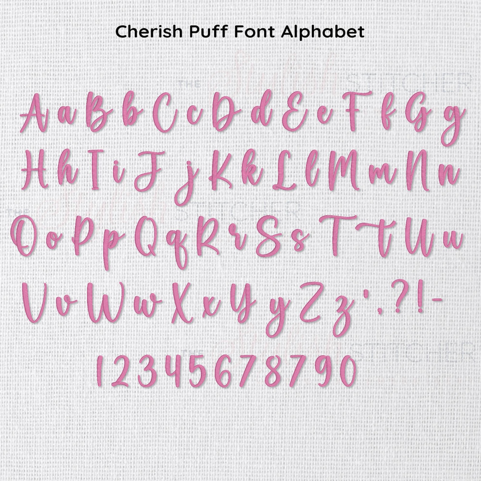 Cherish 3D Puff Cursive Script Embroidery Font; 5 Sizes, Instant ...