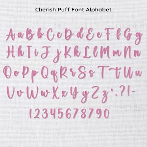 Cherish 3D Puff Cursive Script Embroidery Font; 5 Sizes, Instant ...