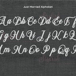 Just Married Cursive Embroidery Font; 6 Sizes, Instant Download BX Font ...