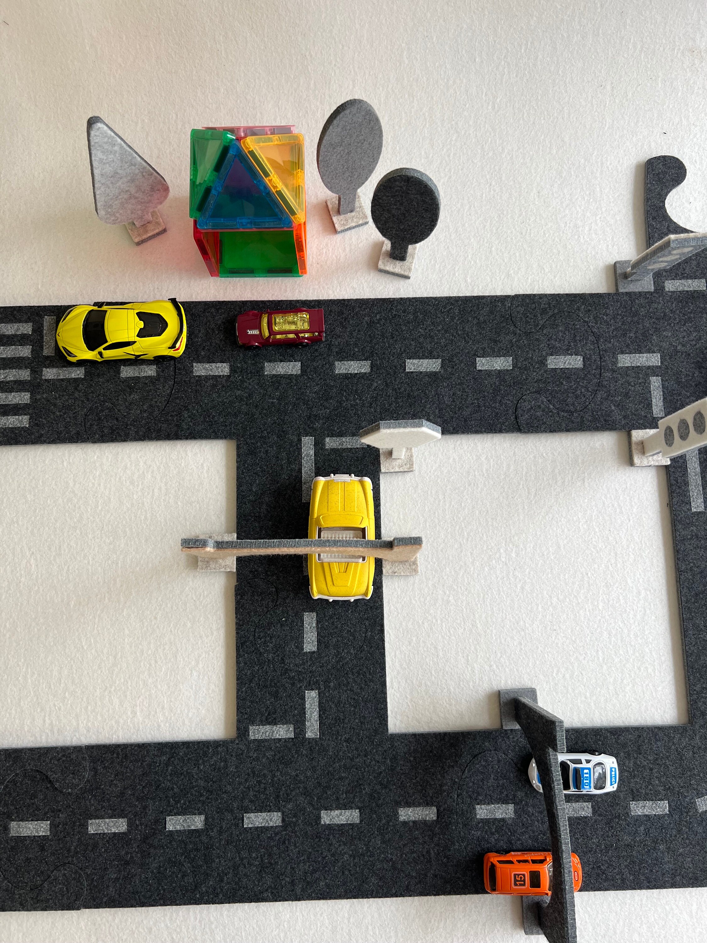 Thick Felt Kids Car Track Puzzle Constructor, With City Accessories ...