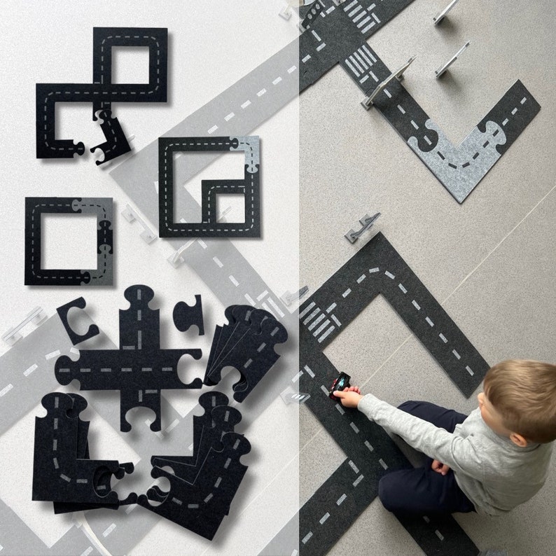 Thick Felt Kids Car Track Puzzle - Constructor, With City Accessories ...