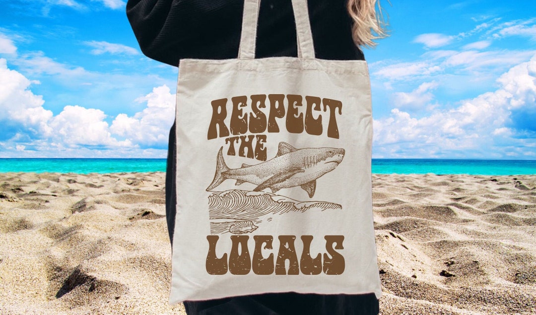 Respect the Local Sharks 100% Cotton Bag, Shark Tote for Shark Lovers ...