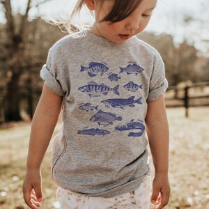 Toddler Youth Fish Shirt Family Kids Lake Fish Field Guide Tee Shirt ...