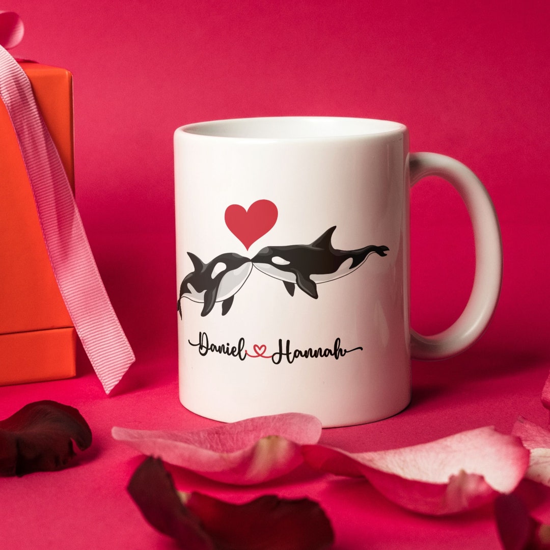 Custom Couple Mug Orca Whale Valentines Day Gift for Orca Whale Lover ...