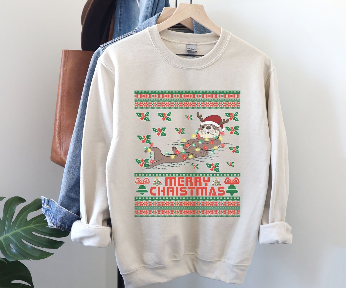 Funny Otter Christmas Sweatshirt, Cute Christmas Sweater for Otter ...