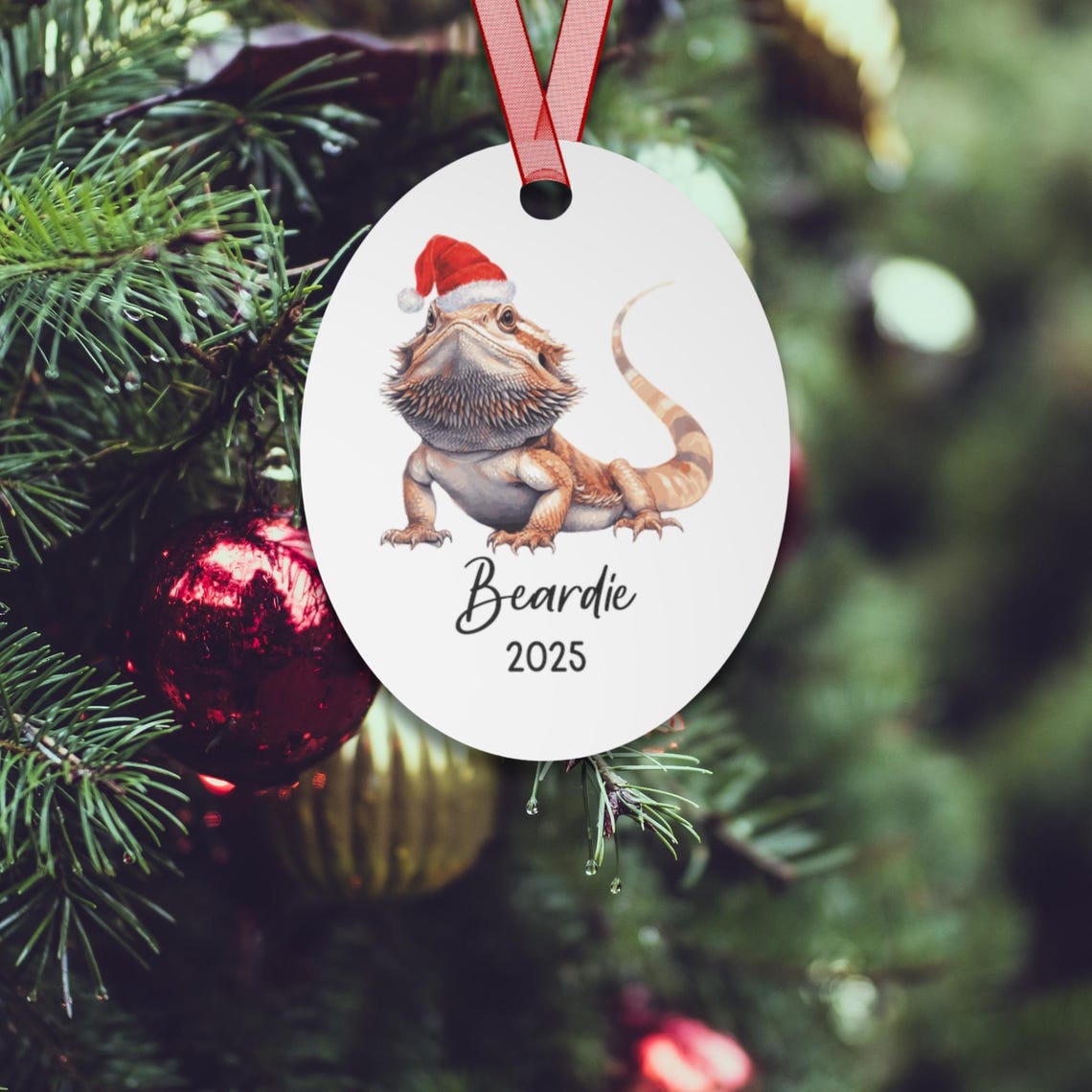 Bearded Dragon Metal Ornament, Custom Name Bearded Dragon Ornament ...