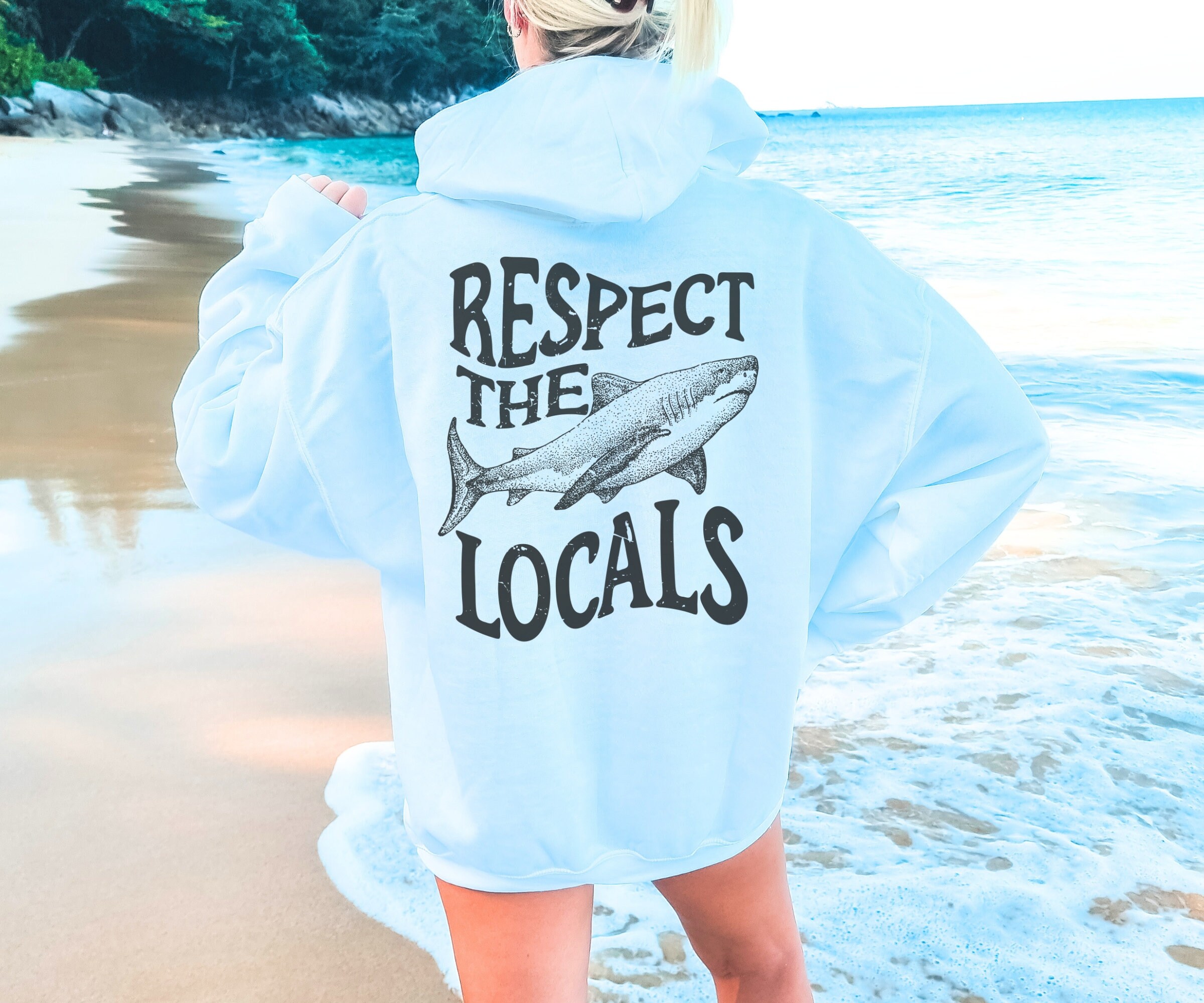 Respect the Local Sharks Hoodie, Shark T-shirt for Shark Lover, Trendy ...