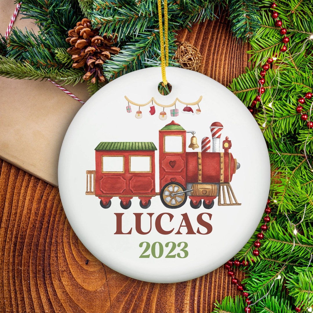 Steam Train Ornament for Boys Personalized Kids Christmas Ornament Baby's First Christmas Gift ...