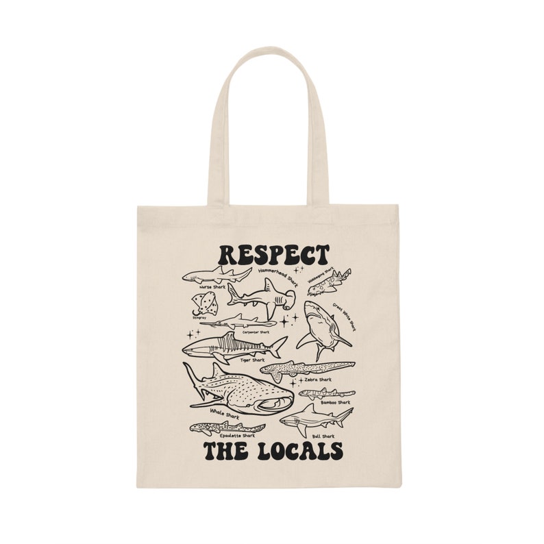 Respect the Local 100% Cotton Bag, Shark Tote for Shark Lovers, VSCO ...
