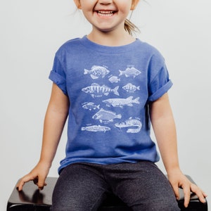 Toddler Youth Fish Shirt Family Kids Lake Fish Field Guide Tee Shirt ...