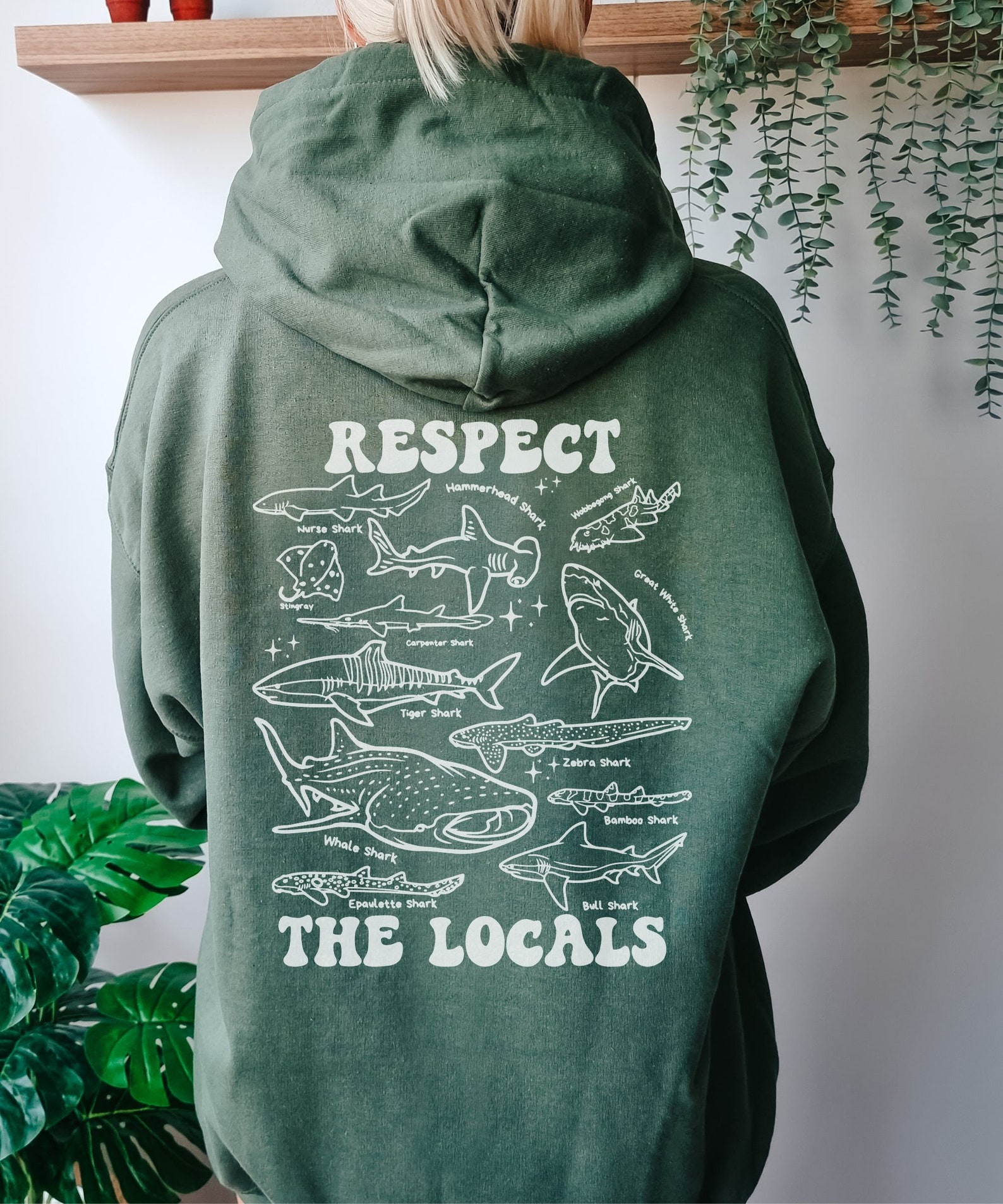 Preppy Ocean Hoodie, Shark Hoodie, Save the Sharks, Save the Ocean ...