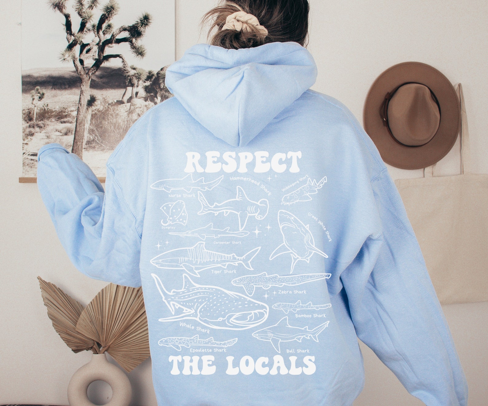 Preppy Ocean Hoodie, Shark Hoodie, Save the Sharks, Save the Ocean ...