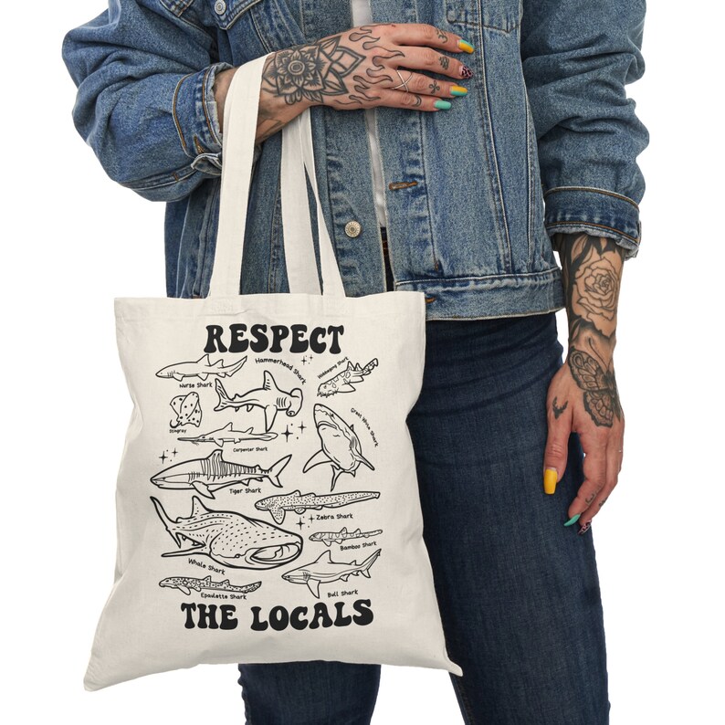 Respect the Shark Locals 100% Cotton Tote Bag for Shark Lover - Etsy