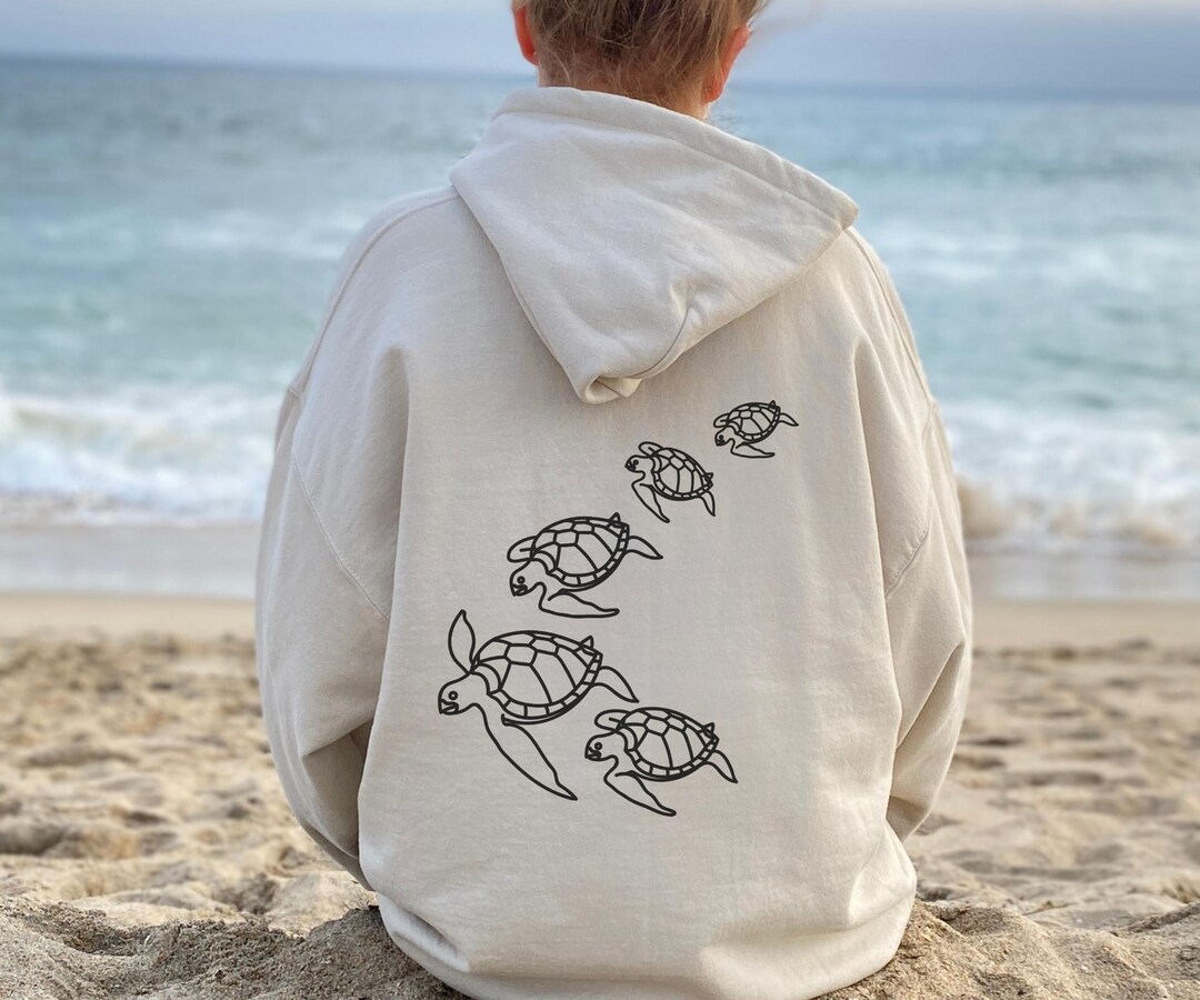Turtle Surf Hoodie, Cute Turtle Beach Sweatshirt, Vacation Sweatshirt ...