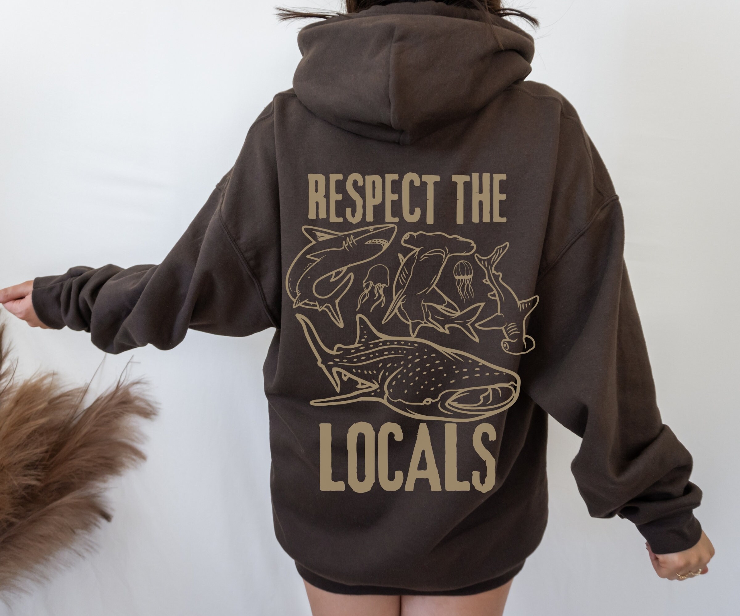 Wave Riders Surfing Hoodie, Respect the Local, Save the Shark, Summer ...