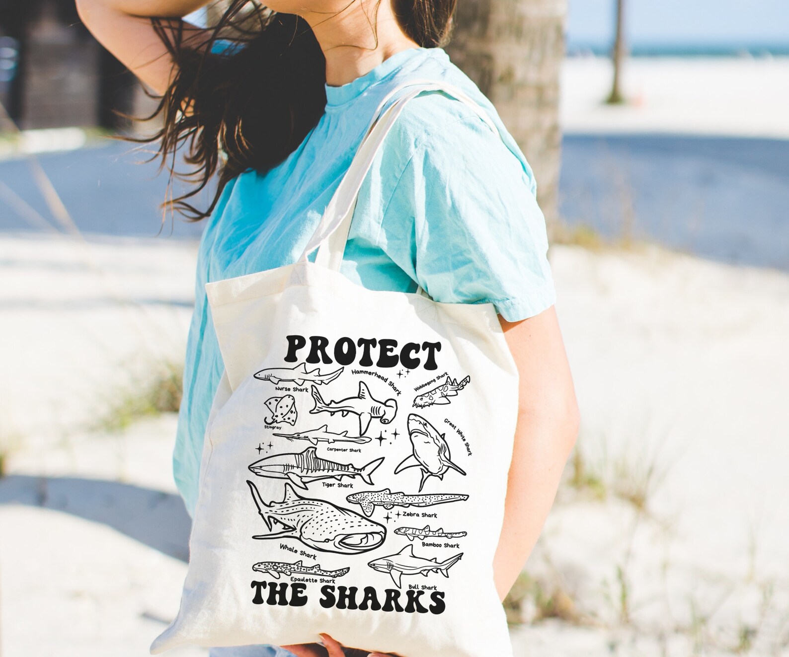 Respect the Local 100% Cotton Bag, Shark Tote for Shark Lovers, VSCO ...
