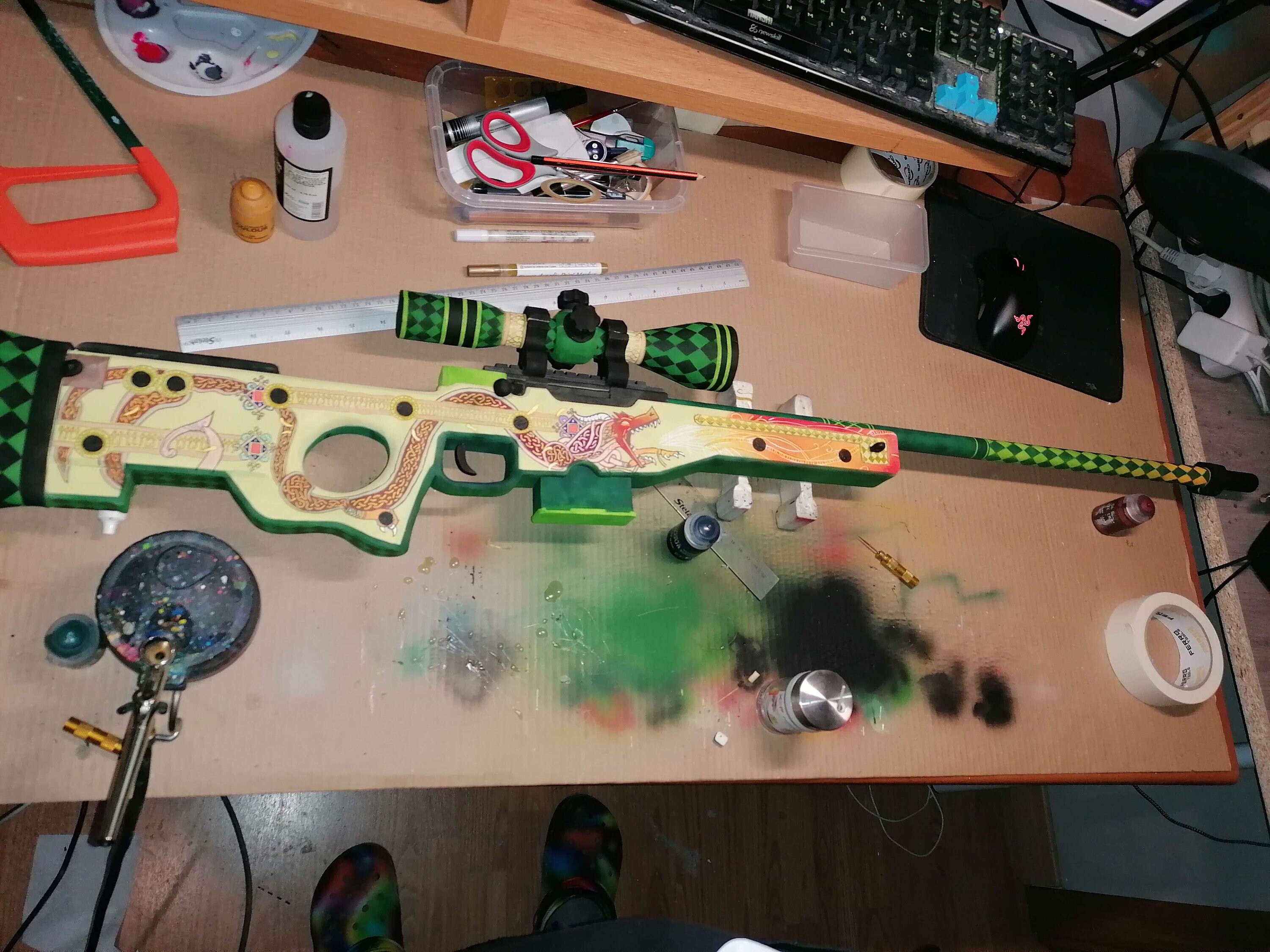 AWP Dragon Lore 1:1 From Csgo / Handmade Modelpainting /stickers ...