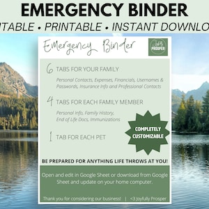 Emergency Binder Template and Printable Family Planner - Etsy Canada