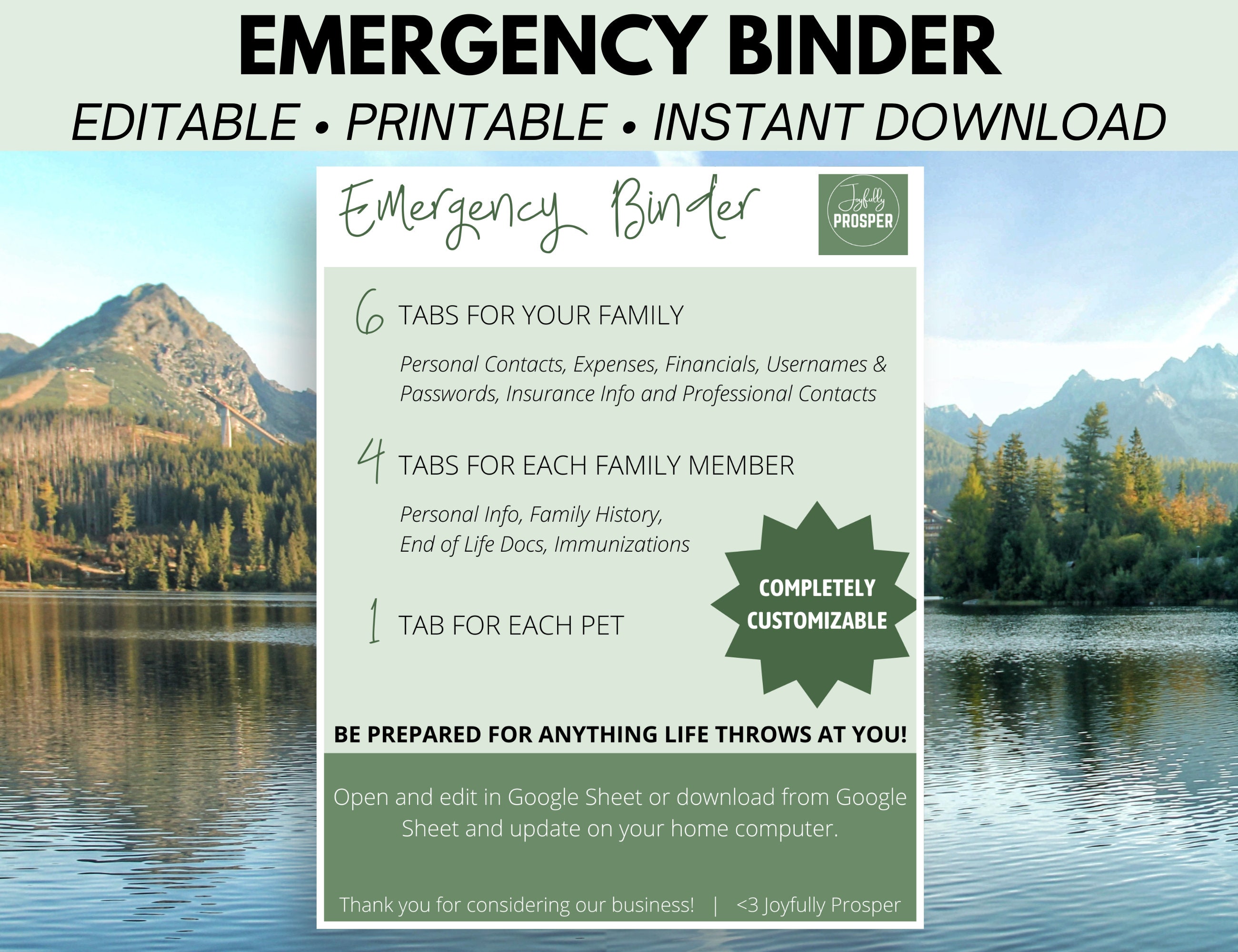 Emergency Binder Template and Printable Family Planner - Etsy Canada