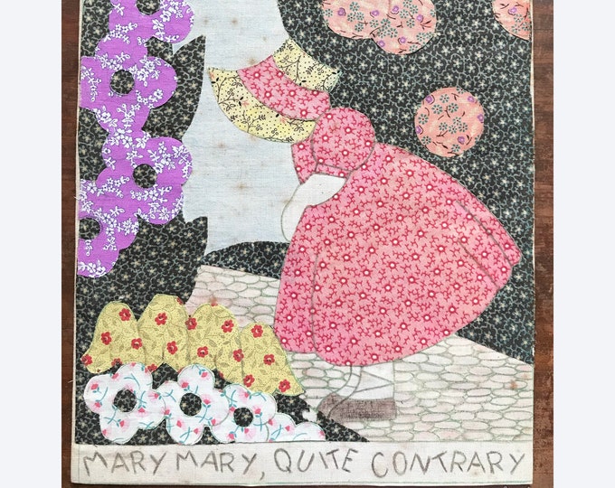 Mary Quite Contrary 1920's Applique Quilt Wall Art Garden Feed Sack ...
